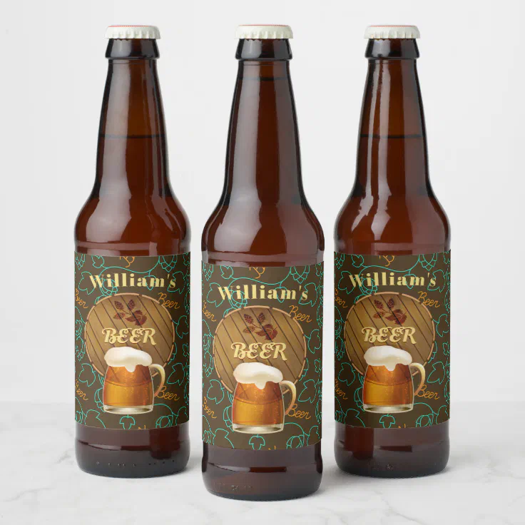 Custom Hops Beer Bottle Label | Zazzle