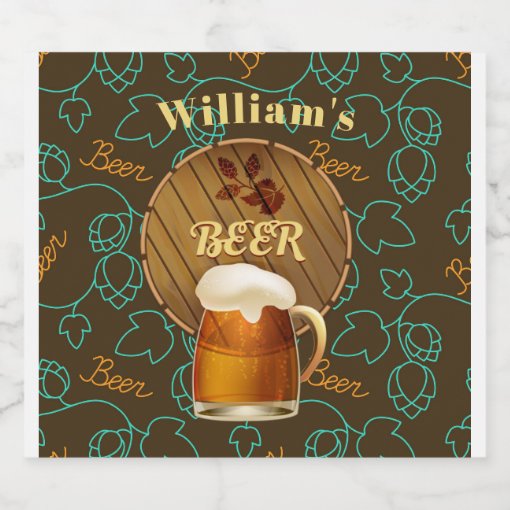 Custom Hops Beer Bottle Label | Zazzle