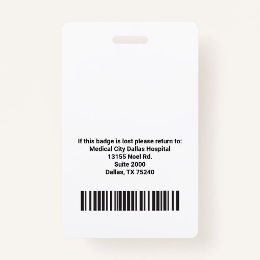 Custom Hospital Employee Logo and Photo ID Badge | Zazzle