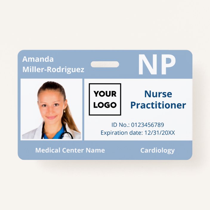 Custom Hospital Employee Logo Light Blue Photo ID Badge | Zazzle.com