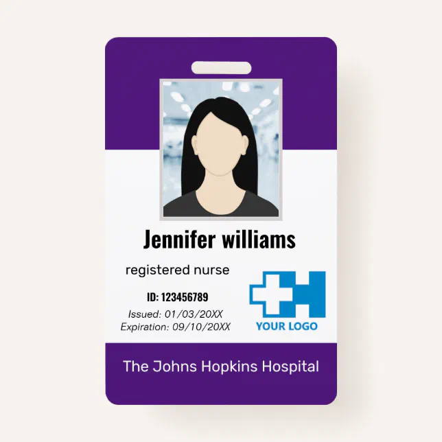 Custom Hospital Employee Logo & Photo & BarCode ID Badge | Zazzle