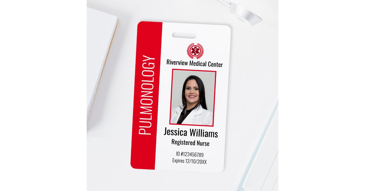 Custom Hospital Medical Employee Photo Badge Red | Zazzle