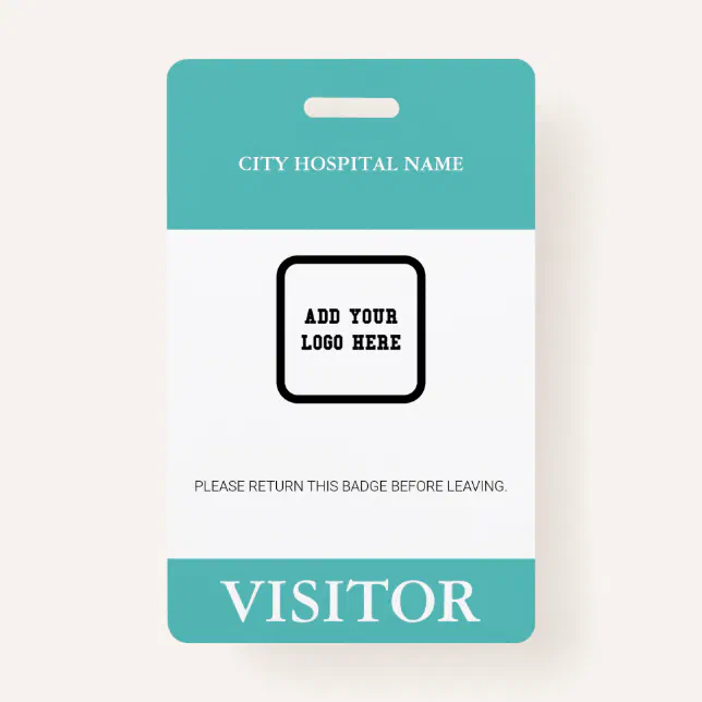 Custom Hospital Visitor Pass Barcode Logo ID Badge | Zazzle