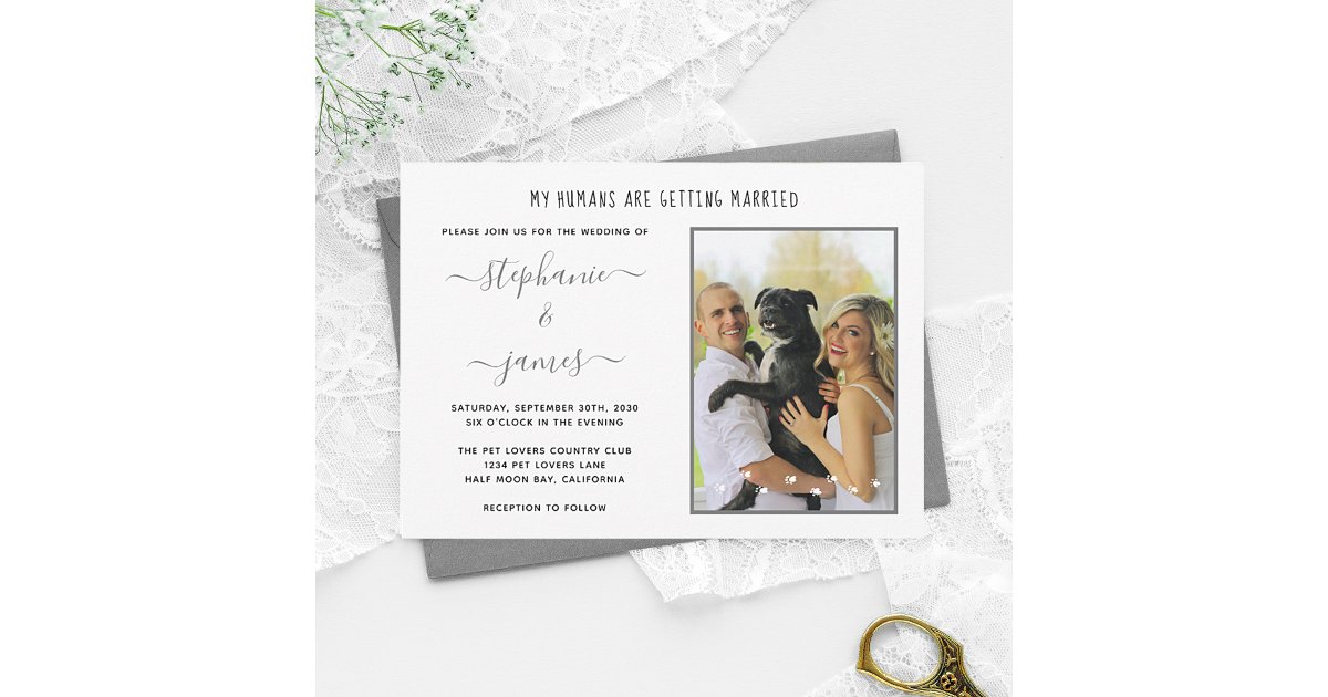Custom Humans Getting Married Pet Photo Wedding Invitation | Zazzle