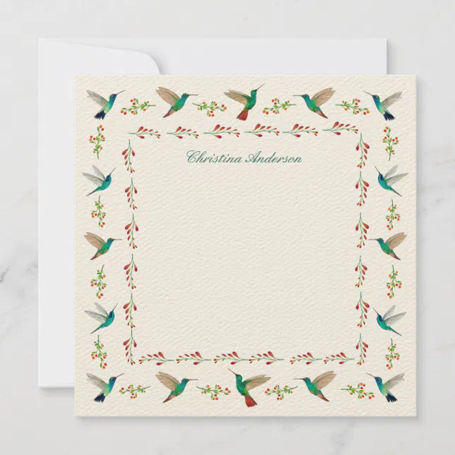 Custom Hummingbird Border Note Card | Zazzle