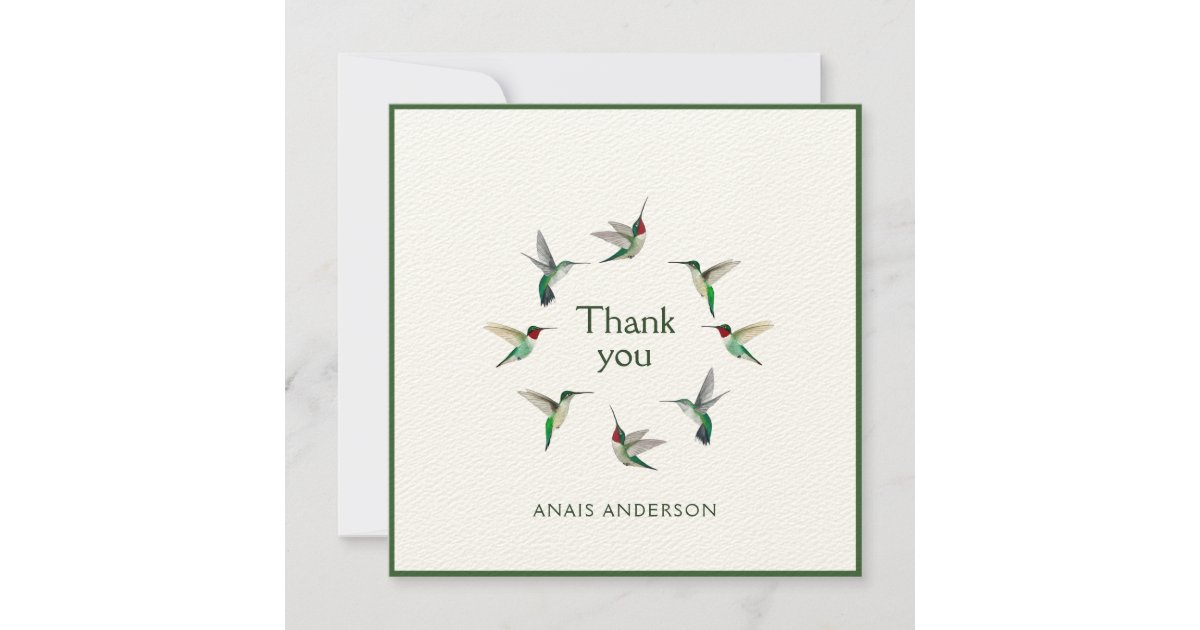 Custom Hummingbirds Thank You Card | Zazzle