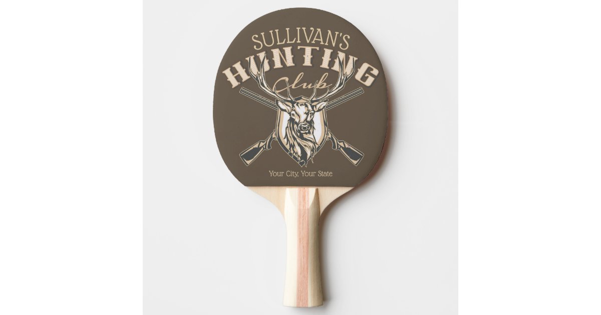 Custom Hunter NAME Deer Trophy Rifle Hunting Club Ping Pong Paddle Zazzle custom-hunter-name-deer-trophy-rifle-hunting-club-ping-pong-paddle-zazzle