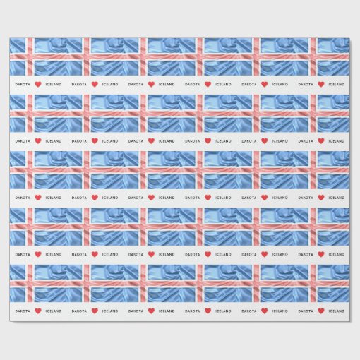 Custom I Heart Flag of Iceland Wrapping Paper | Zazzle