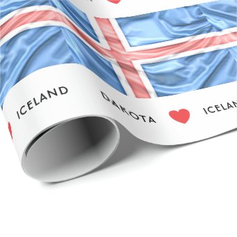 Custom I Heart Flag of Iceland Wrapping Paper | Zazzle