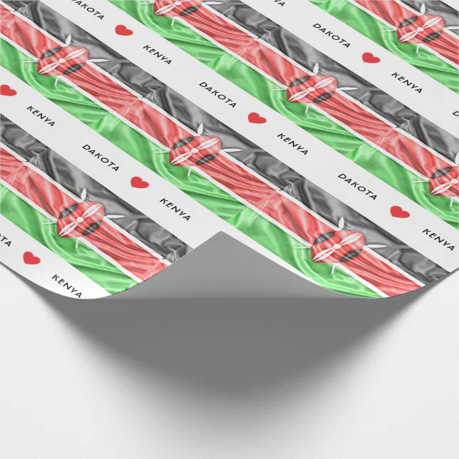 Custom I Heart Flag of Kenya Wrapping Paper | Zazzle