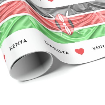 Custom I Heart Flag of Kenya Wrapping Paper | Zazzle