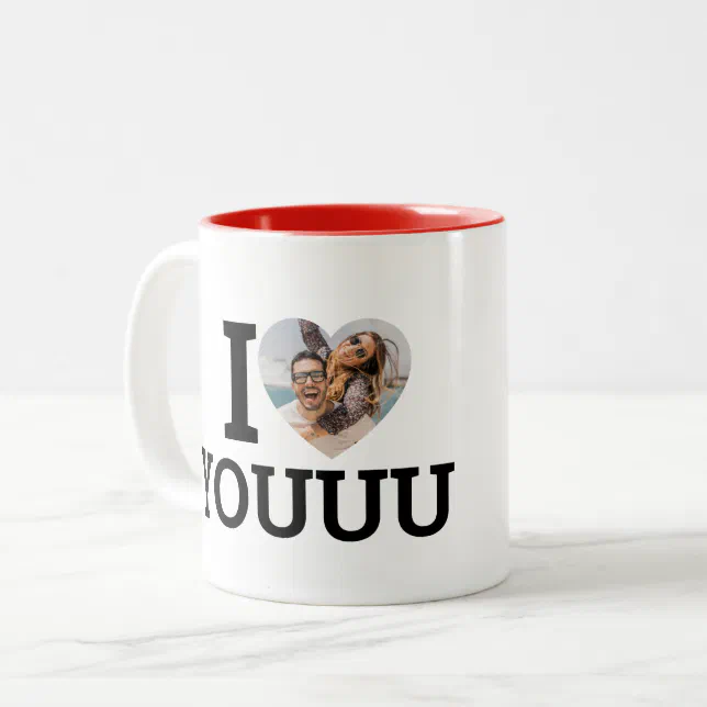 CUSTOM I Love You Add Any Name Photo Two-Tone Coffee Mug | Zazzle