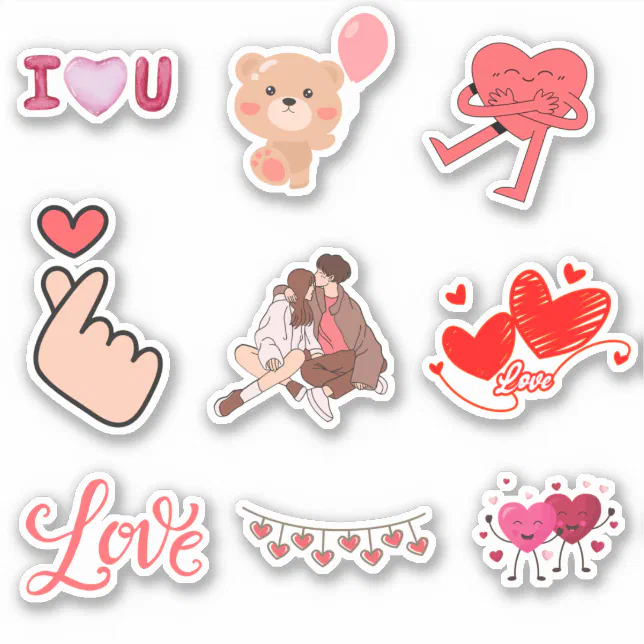 Custom i love you, heart, valentine day , love sticker | Zazzle