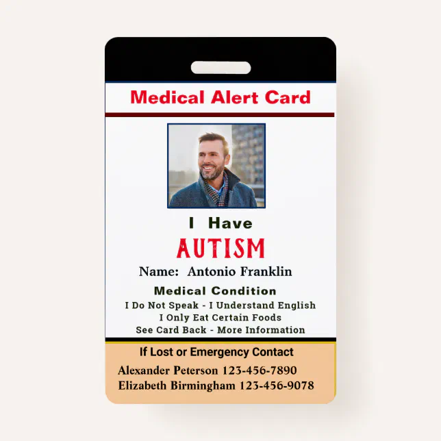 Custom ID Identification Child Adult Photo Name Badge | Zazzle