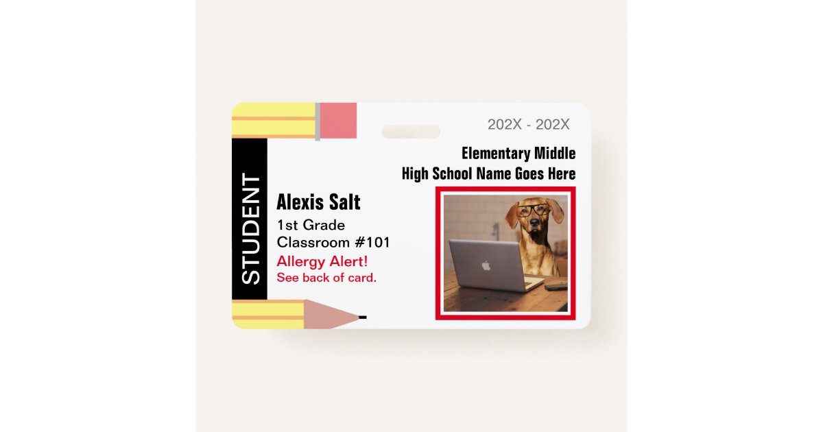Custom ID School Student Identification Badge | Zazzle