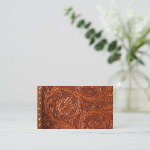 Custom image of leather business card | Zazzle