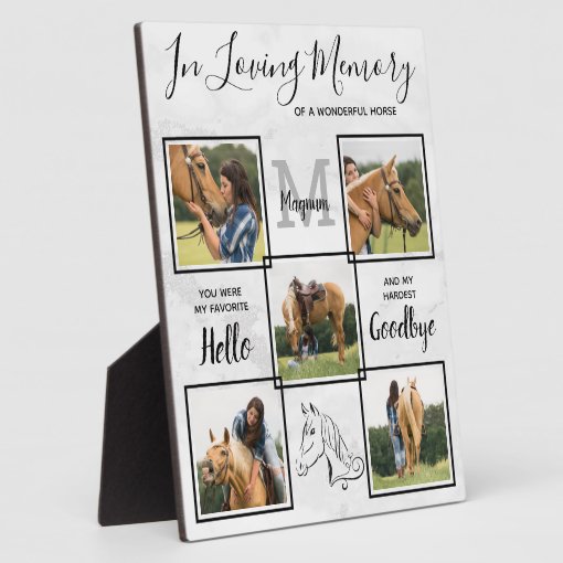 Custom In Loving Memory Pet Horse Memorial Photo Plaque | Zazzle