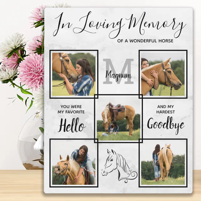 Custom In Loving Memory Pet Horse Memorial Photo Plaque | Zazzle