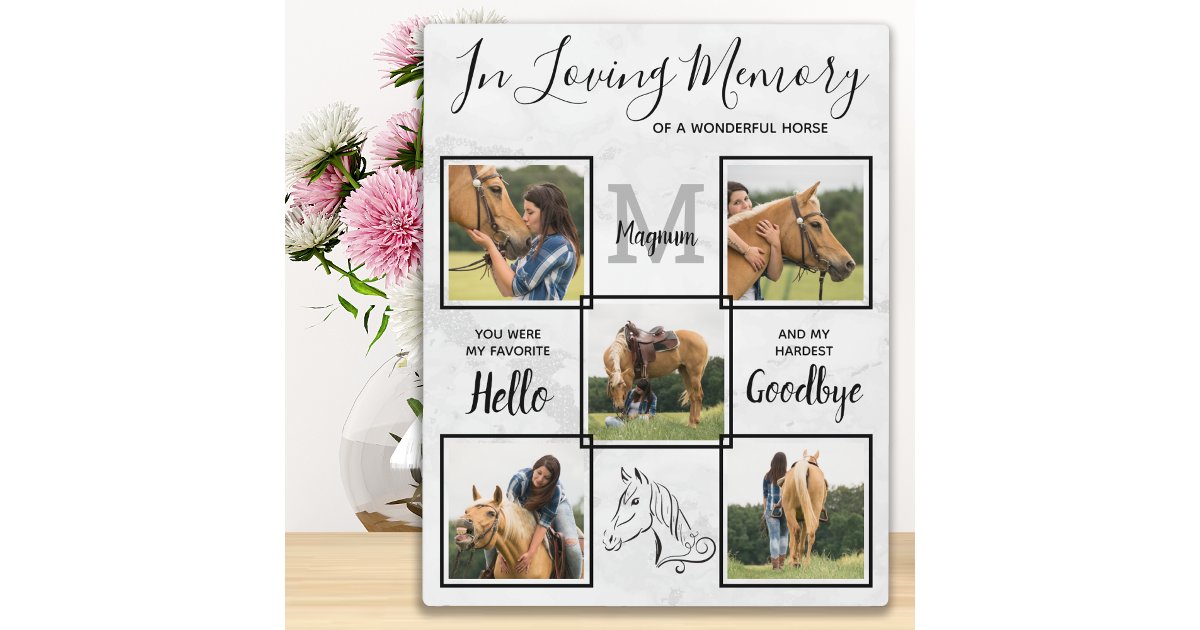 Custom In Loving Memory Pet Horse Memorial Photo Plaque | Zazzle