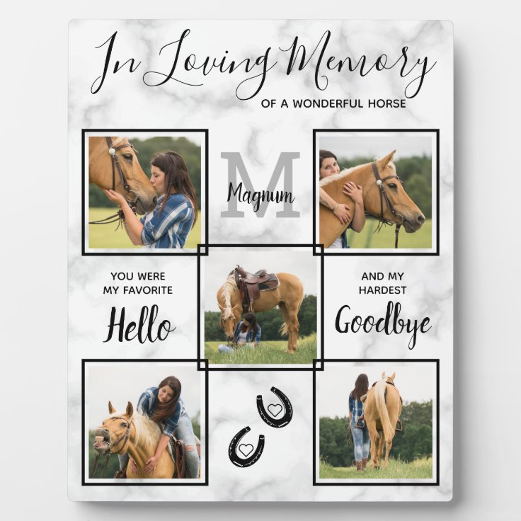 Custom In Loving Memory Pet Horse Memorial Photo Plaque | Zazzle