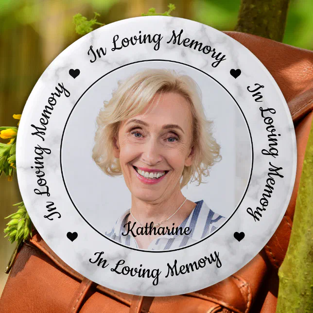 Custom In Loving Memory Photo Memorial Funeral Button | Zazzle