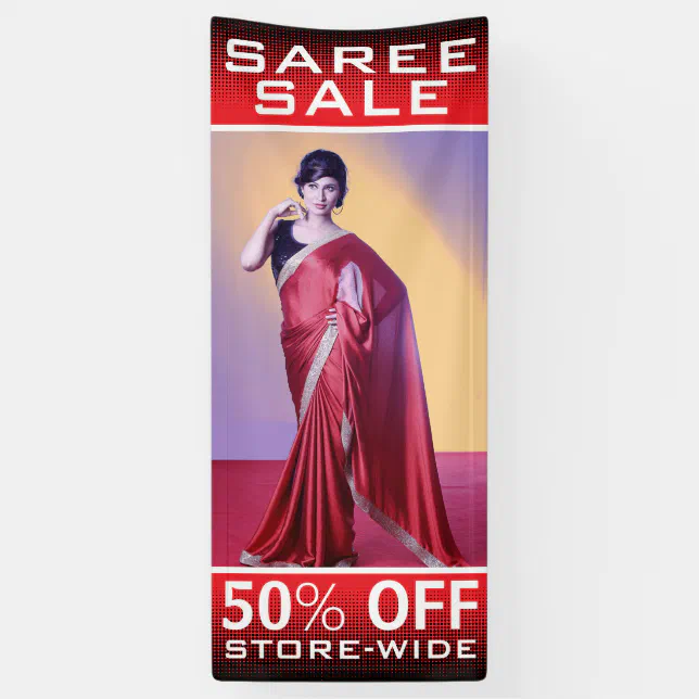 Custom Indian Women Fashion Saree Sale Banner | Zazzle