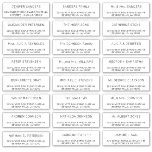 Custom individual guest mailing address labels | Zazzle