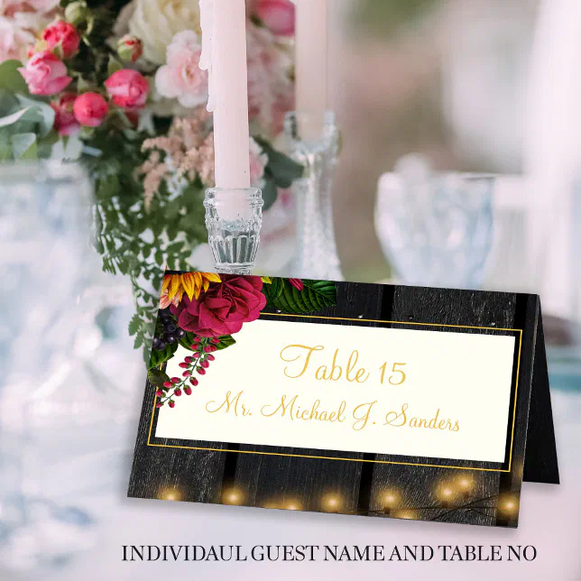 Custom individual guest name wedding place card | Zazzle