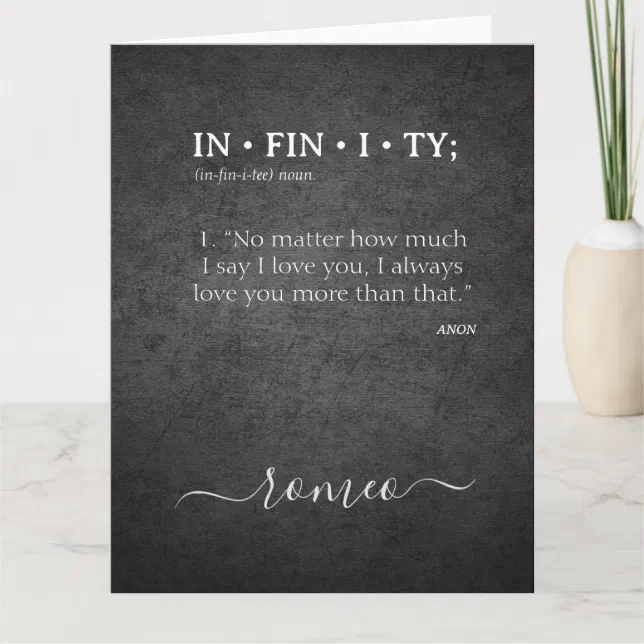 Custom INFINITY Love you more Dictionary Definitio Card | Zazzle
