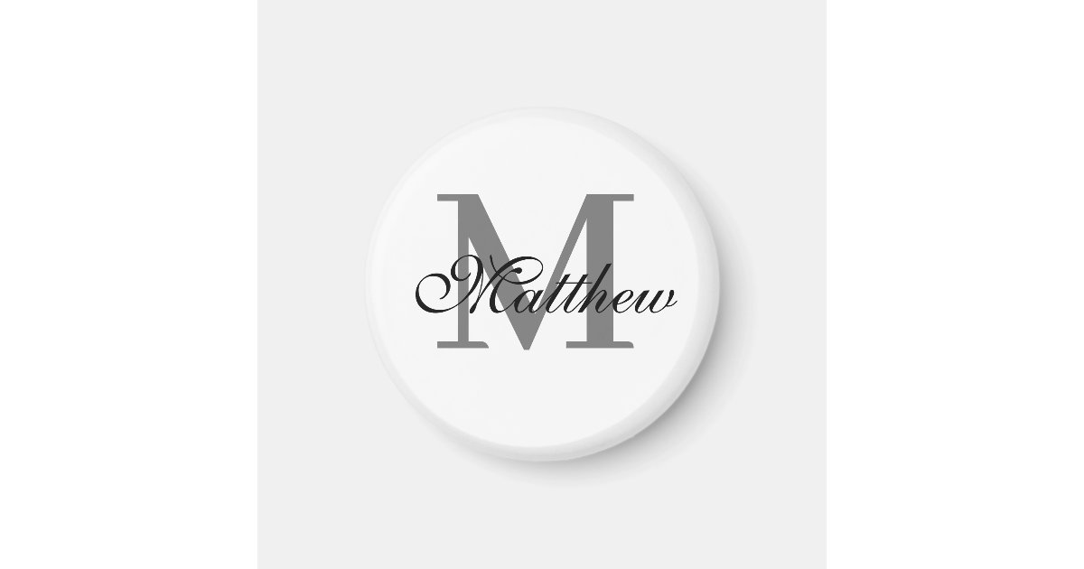Custom initial and name text magnet | Zazzle