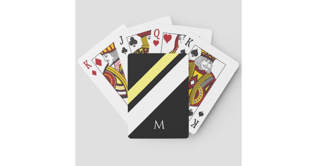 Custom initial diagonal lines black poker cards | Zazzle