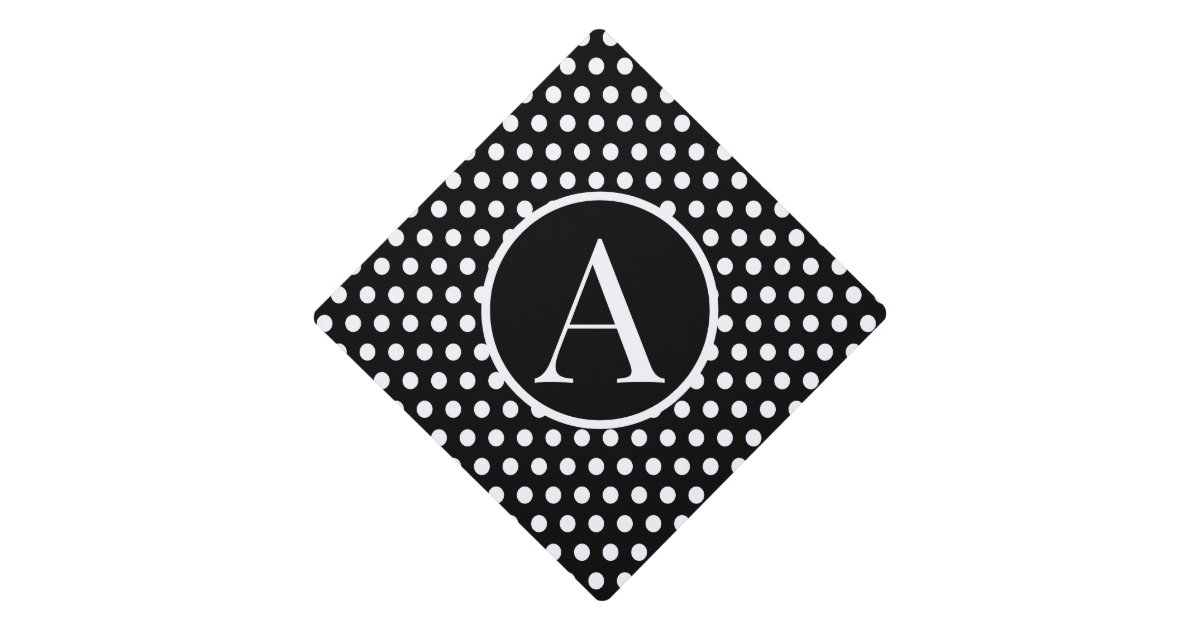 Custom initial letter Polka Dot Graduation Cap Topper | Zazzle