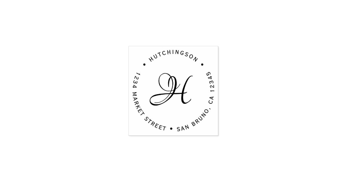 Custom Initial Monogram Script Return Address Rubber Stamp | Zazzle.com