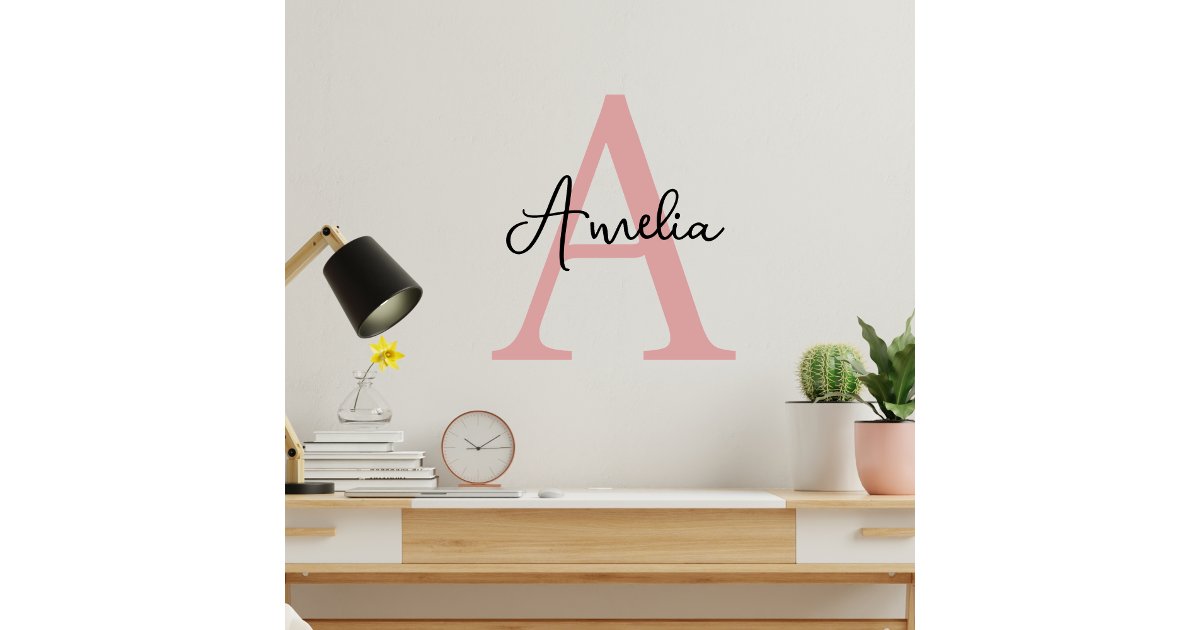 Custom Initial Name Monogram Art Decor Wall Decal | Zazzle