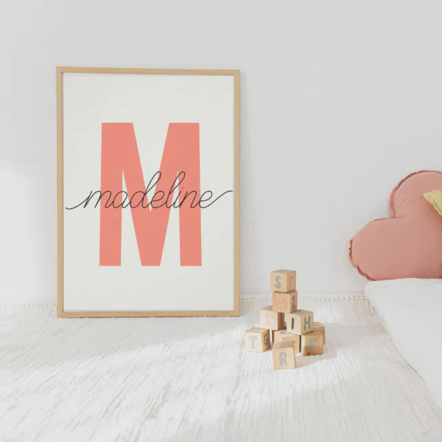 Custom Initial Print | Modern Monogram Wall Art | Zazzle