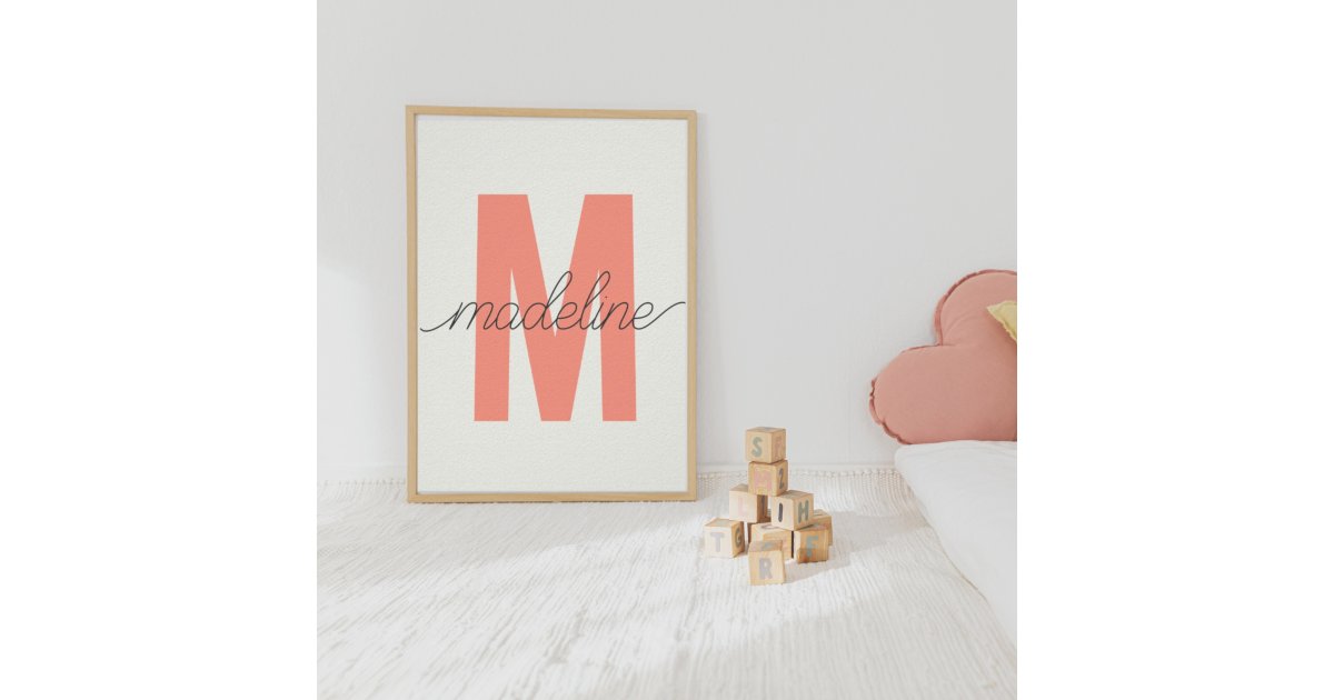Custom Initial Print | Modern Monogram Wall Art | Zazzle