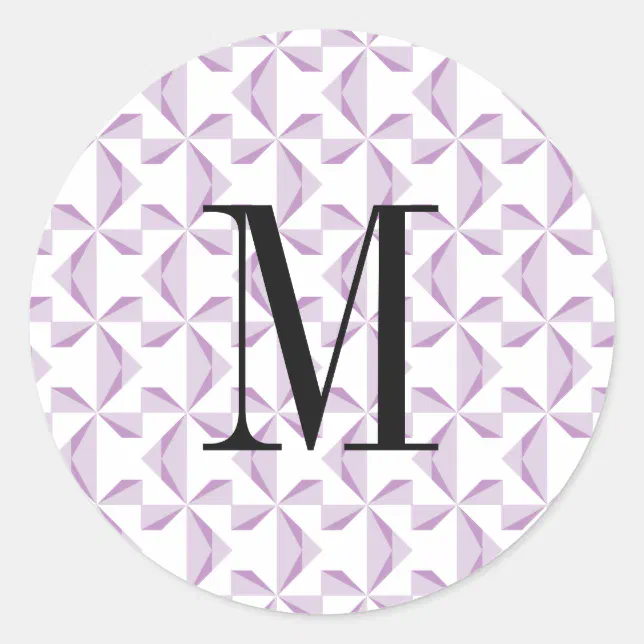 Custom Initial Purple Pinwheels Classic Round Sticker | Zazzle