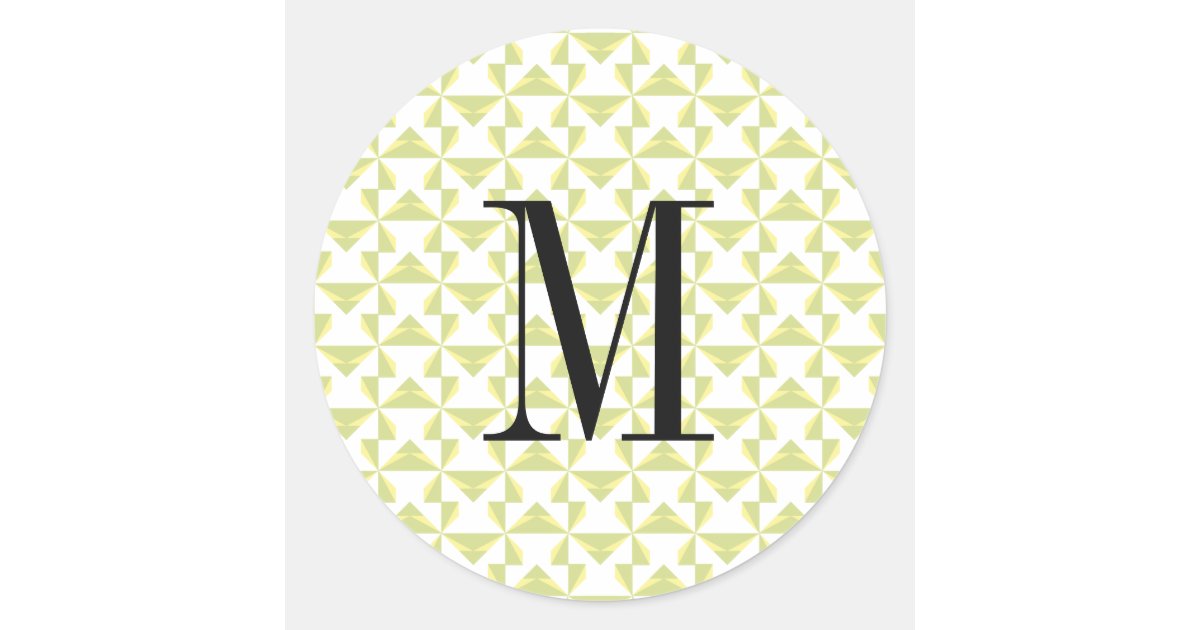 Custom Initial Sage Pinwheels Classic Round Sticker | Zazzle