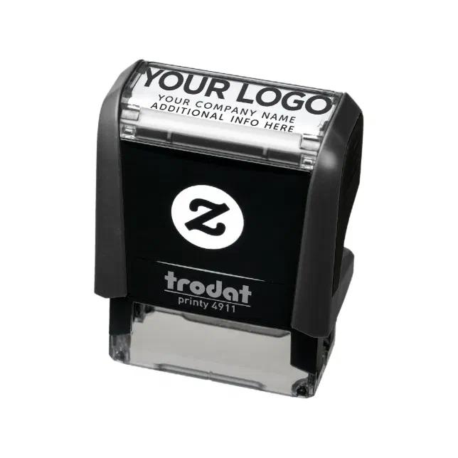 Custom Inline Horizontal Logo Business Name Title Self-inking Stamp ...
