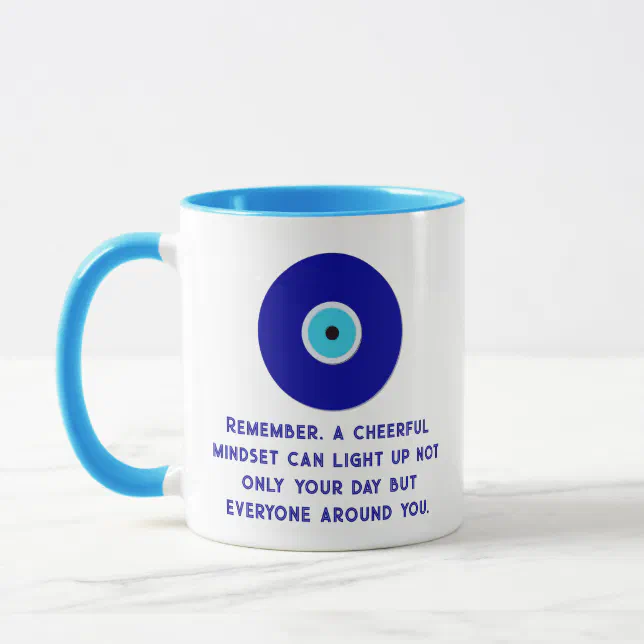 Custom Inspirational Blue Evil Eye Positive Energy Mug | Zazzle