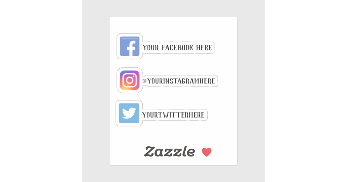 Custom Instagram Facebook Twitter Social Media Sticker | Zazzle