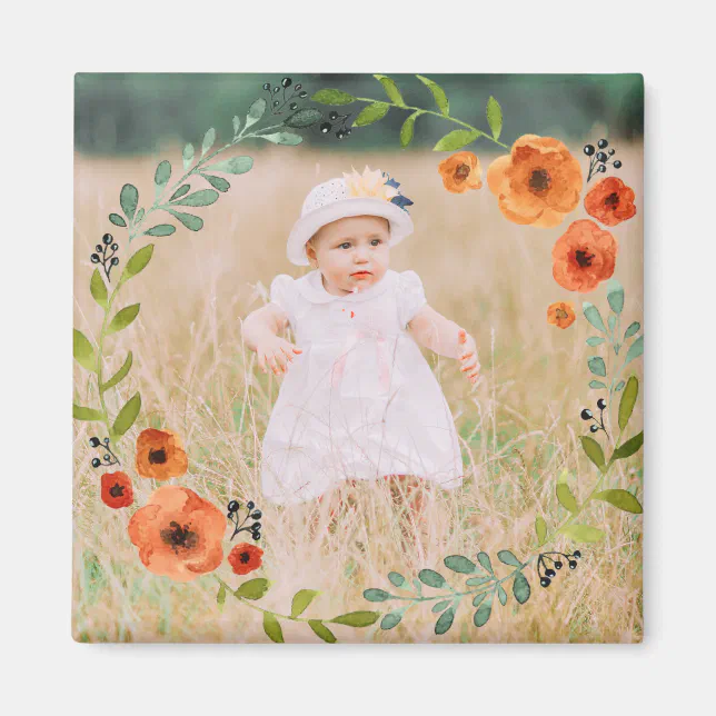 Custom Instagram Photo | Create Your Own Floral Magnet | Zazzle