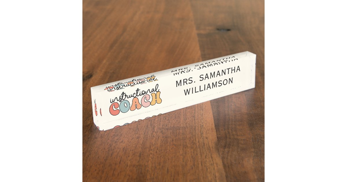 Custom Instructional Coach Educational Coach Retro Desk Name Plate | Zazzle
