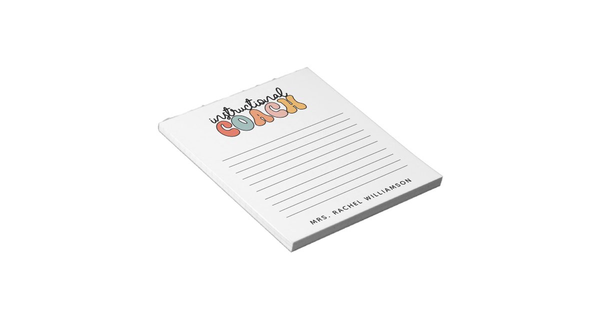 Custom Instructional Coach Educational Coach Retro Notepad | Zazzle