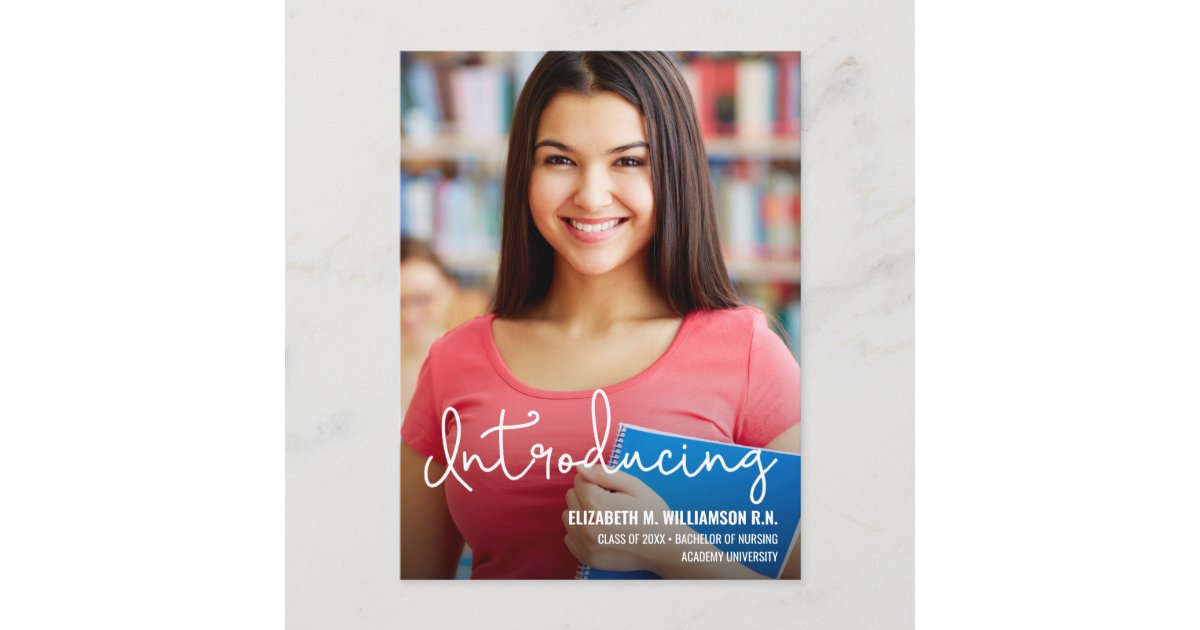 Custom Introducing Nurse Grad photo Announcement | Zazzle