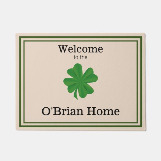 Custom Irish Family Welcome Door Mat with Shamrock | Zazzle.com