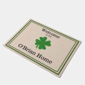 Custom Irish Family Welcome Door Mat with Shamrock | Zazzle
