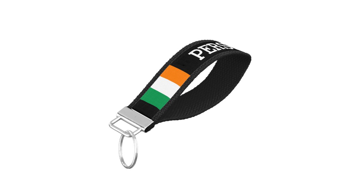 Custom Irish flag wrist keychain for Ireland | Zazzle