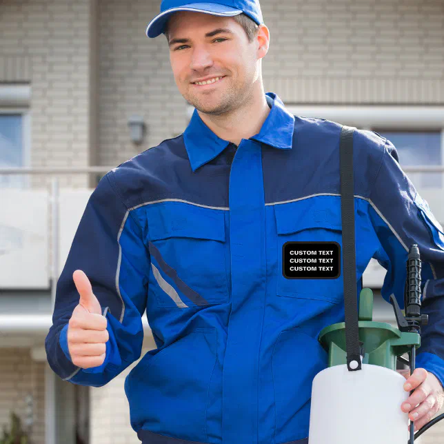 Custom Iron On Black & White Text Employee Uniform Patch | Zazzle