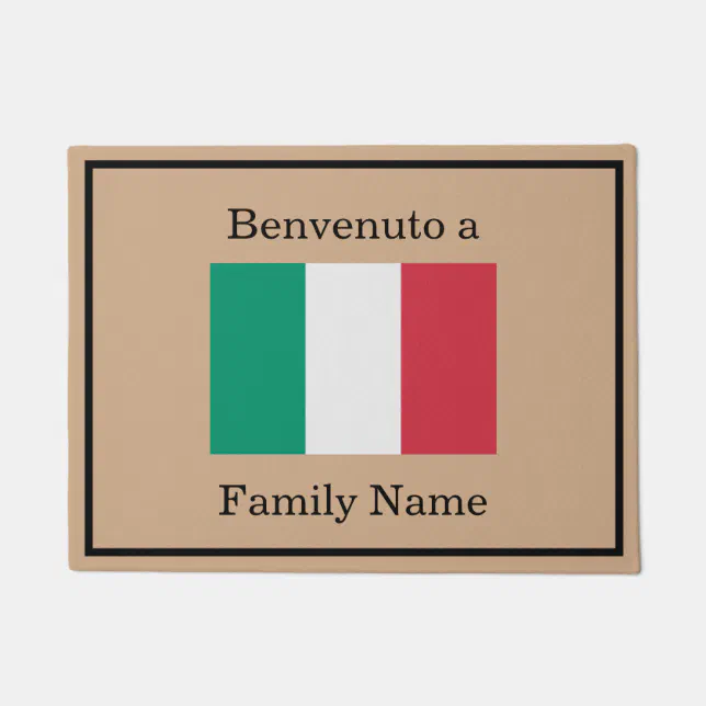 Custom Italian Flag Family Name Door Mat | Zazzle